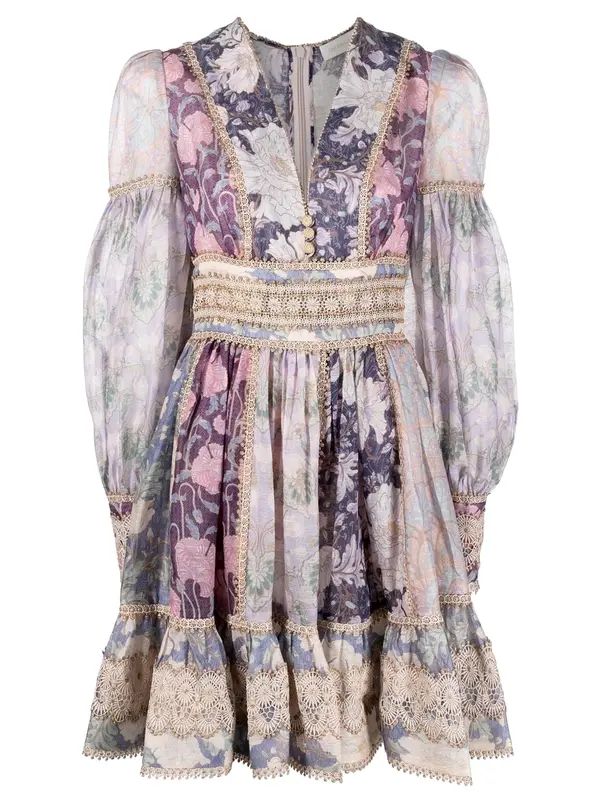 Zimmermann Celestial Lace-detailed Mini Dress - Purple
