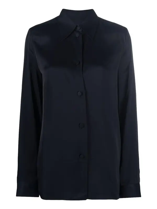 JIL SANDER Classic Collar Buttoned Blouse - Blue