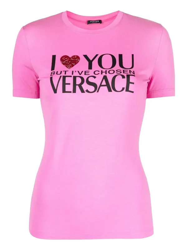Versace Slogan-print T-shirt - Pink