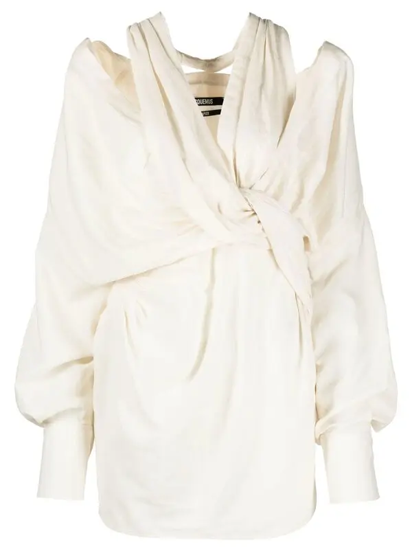 Jacquemus La Robe Agui Draped Mini Dress - Neutrals
