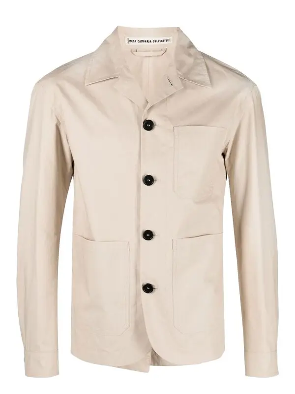 META CAMPANIA COLLECTIVE Cuban-collar Organic-cotton Shirt-jacket - Neutrals