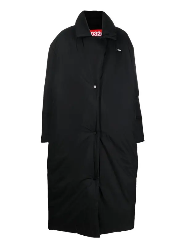 032C Padded Oversized Long Coat - Black