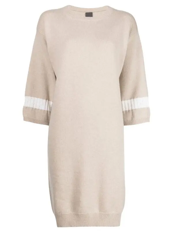 Lorena Antoniazzi Stripe-trim Detail Knit Dress - Neutrals