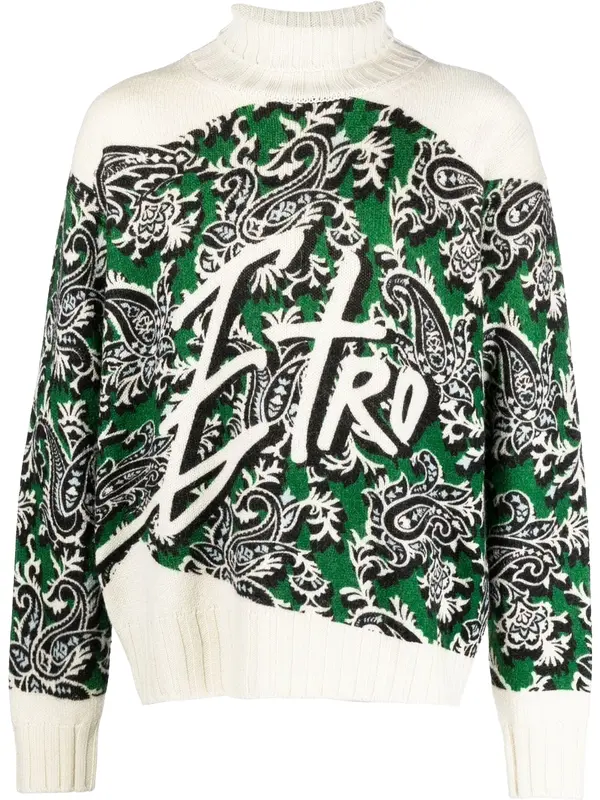 Etro Paisley Intarsia-knit Jumper - Neutrals