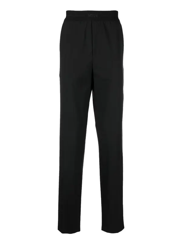 MSGM Logo Waistband Straight-leg Trousers - Black