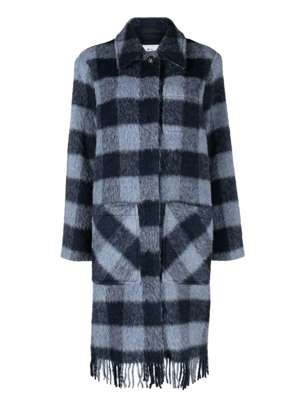 Woolrich Check Pattern Coat - Blue