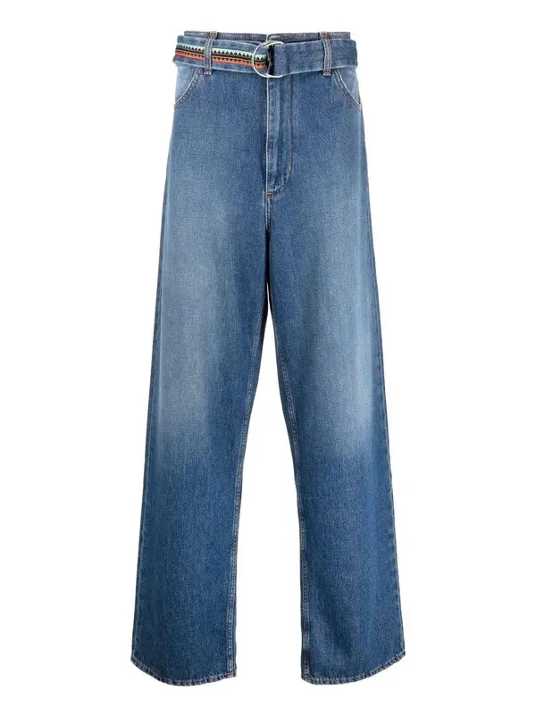 COUNTY OF MILAN Marcelo Burlon Belted Wide-leg Jeans - Blue