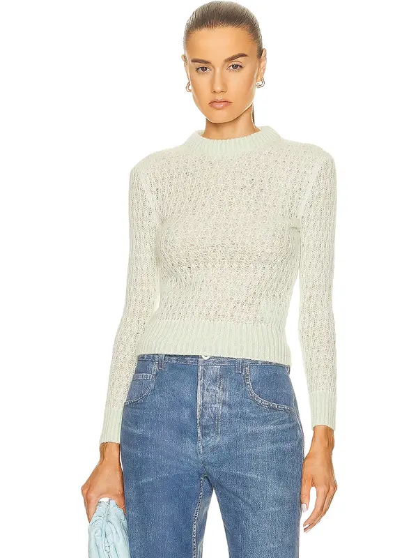 Bottega Veneta Lace Knit Sweater - Pistachio & Bone