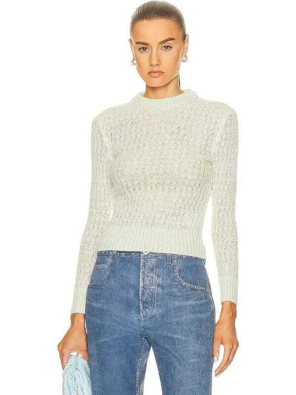 Bottega Veneta Lace Knit Sweater - Pistachio & Bone