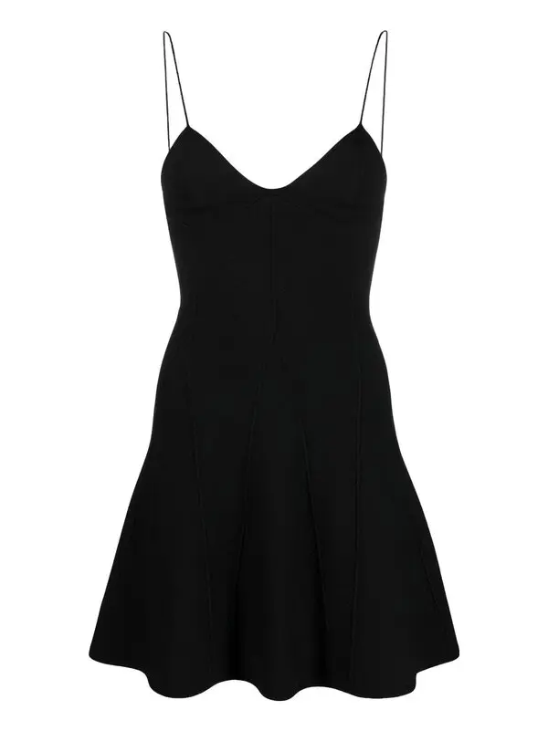 Dsquared2 V-neck Spaghetti Strap Flared Minidress - Black