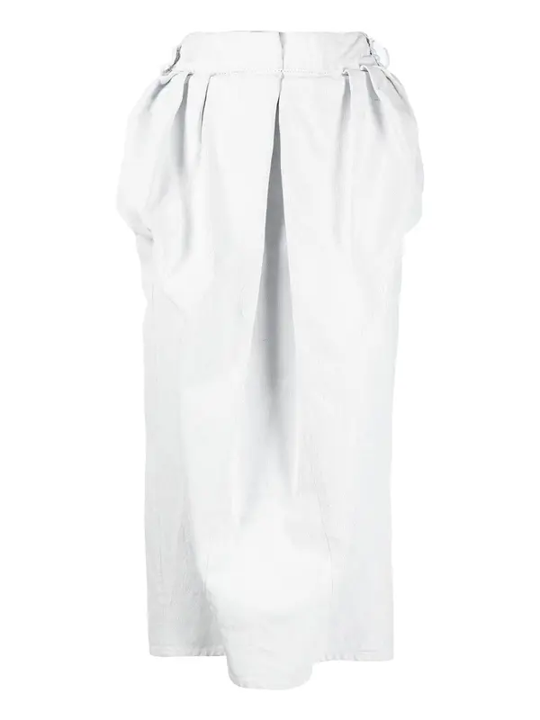 MAISON MARGIELA Gathered Denim Midi Skirt - White