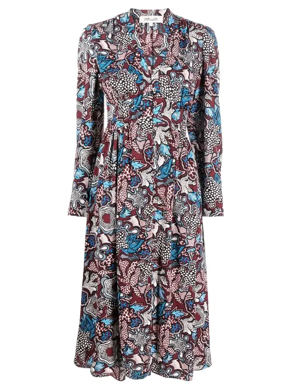 Diane Von Furstenberg Floral-print Midi Dress - Red