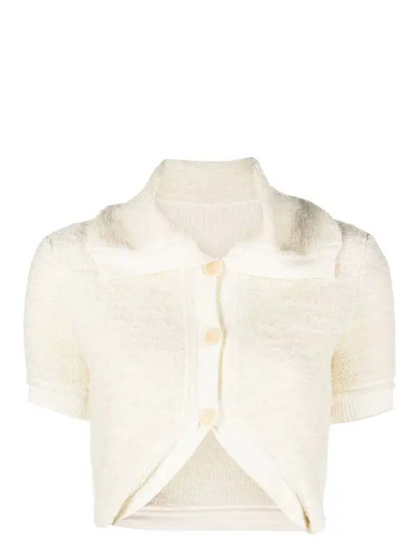 Jacquemus Cropped Knitted Top - Neutrals