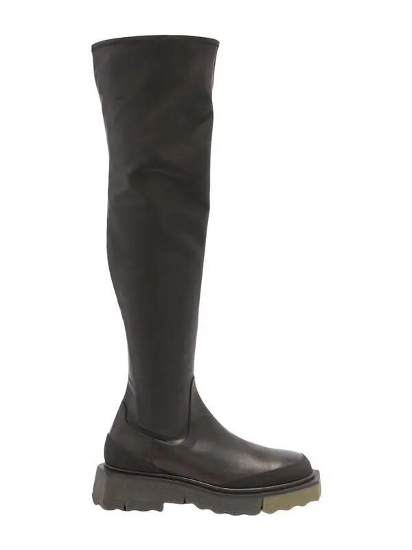 Off-White Leather Knee-length Boots - Black