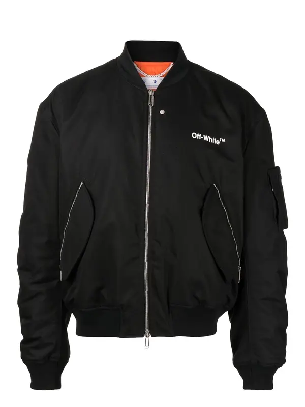 Off-White Diag Print Bomber Jacket - Black