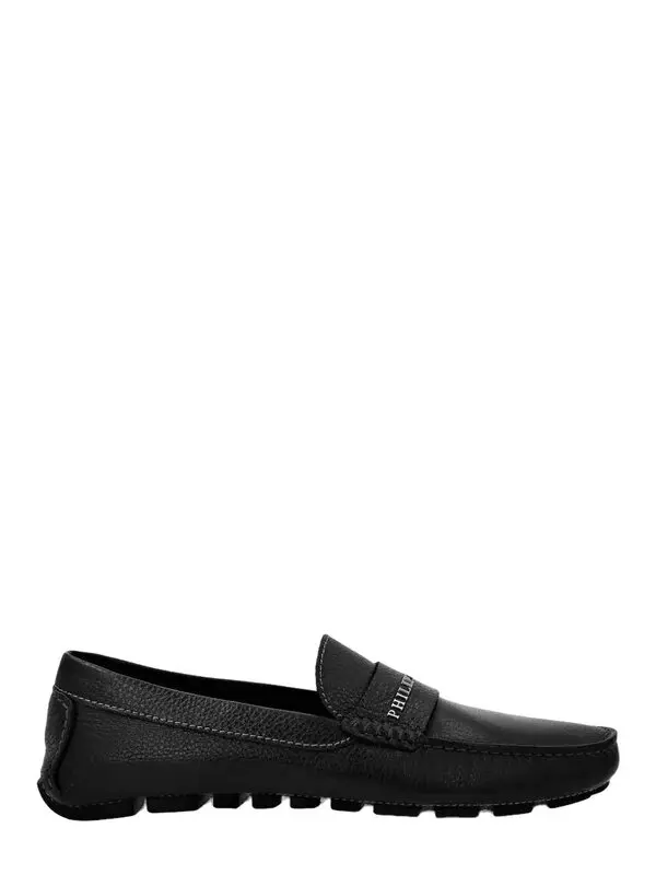 Philipp Plein Logo-lettering Leather Loafers - Black