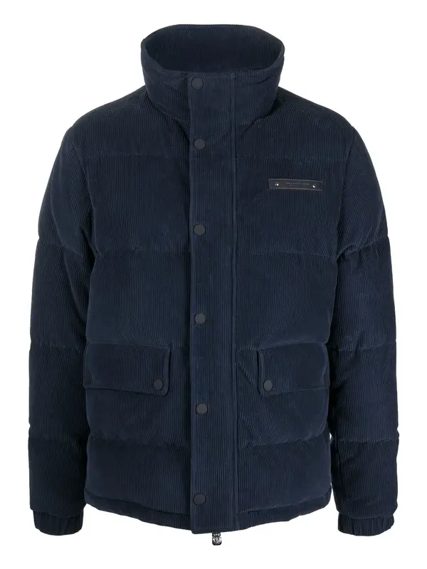 BILLIONAIRE Logo-patch Corduroy Padded Jacket - Blue