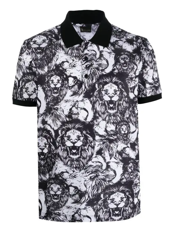 BILLIONAIRE All-over Lion-print Polo Shirt - White