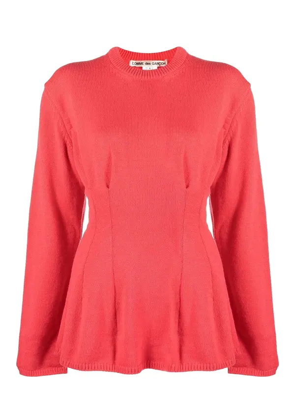 Comme Des Garçons Peplum-hem Crew Neck Jumper - Red