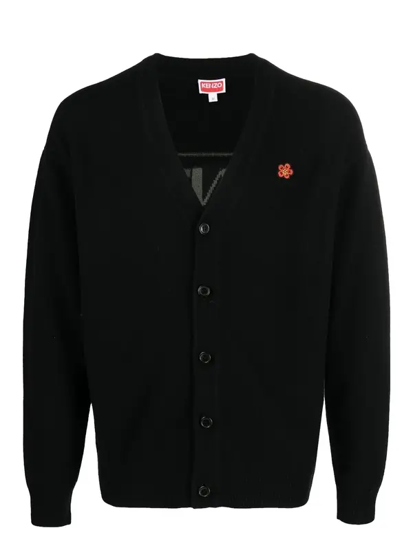Kenzo Patch-detail Wool Cardigan - Black