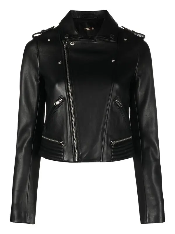 Maje Leather Biker Jacket - Black