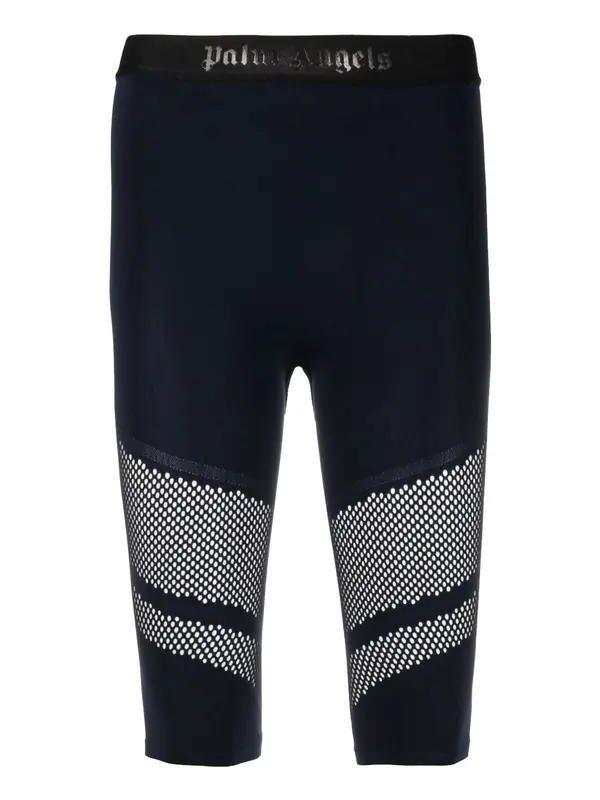Palm Angels Slim-fit Shorts With Mesh Detail - Blue