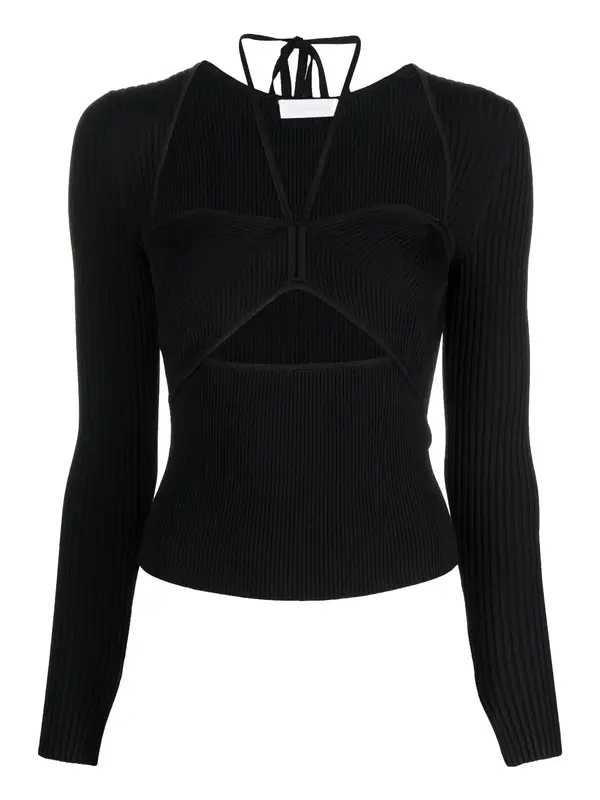 Simkhai Alexia Neck-tie Top - Black