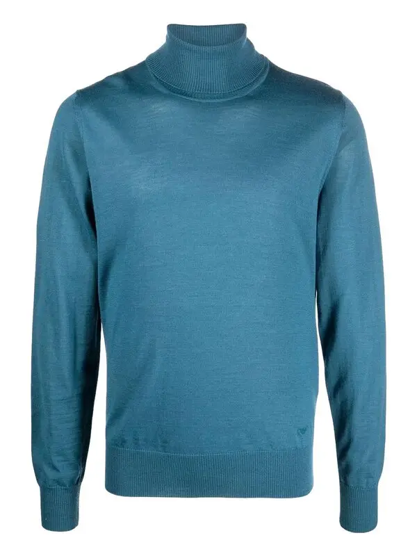 Emporio Armani Roll Neck Knitted Jumper - Blue