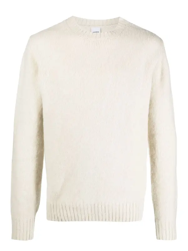 Aspesi Crew Neck Wool Jumper - Neutrals