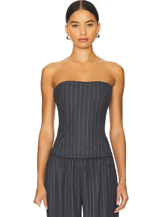 Miaou Libra Corset - Pinstripe Wool