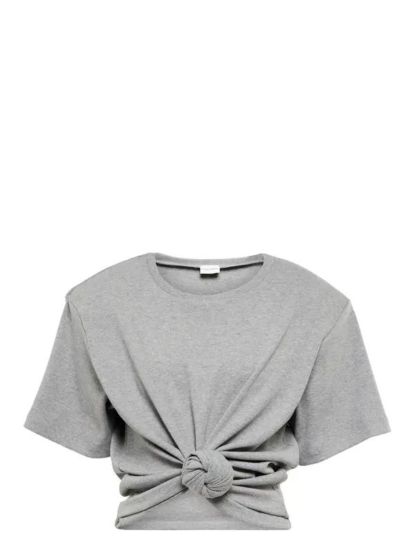 Magda Butrym Cropped Cotton-blend T-shirt - Grey