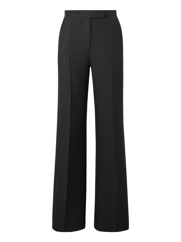 Valentino Garavani Wool And Silk-blend Crepe Wide-leg Pants - Black