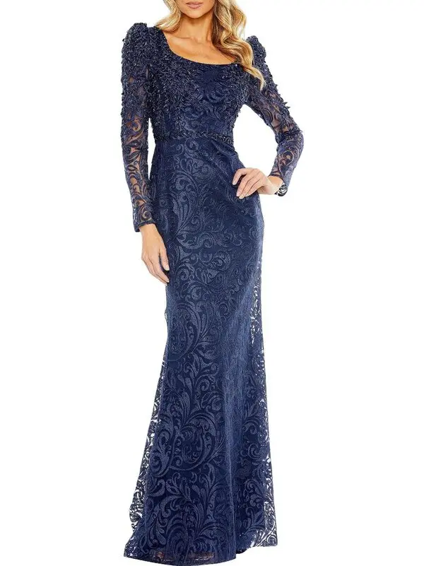 Mac Duggal Appliqué Mermaid Gown - Midnight