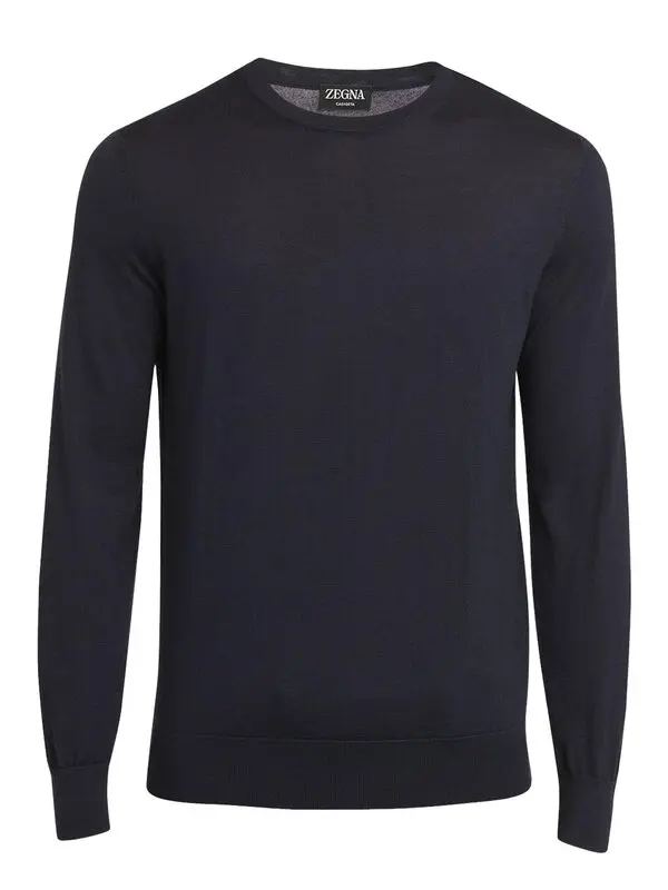 Zegna Cashmere Crewneck Sweater - Navy Solid