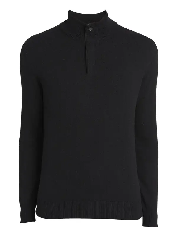Zegna Cashmere Quarter-zip Pullover - Black Solid