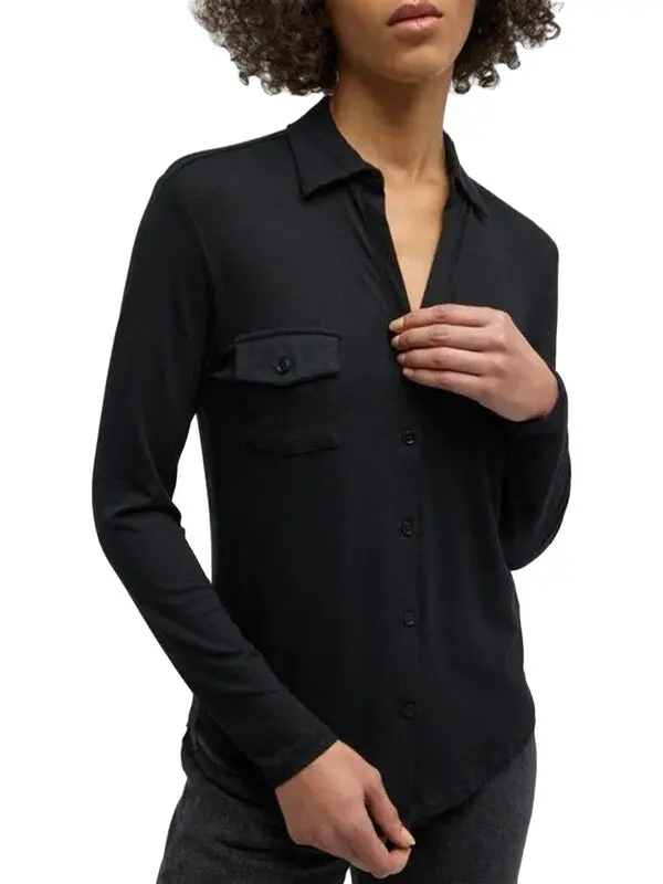 Majestic Filatures Soft Touch Button-down Shirt - Noir