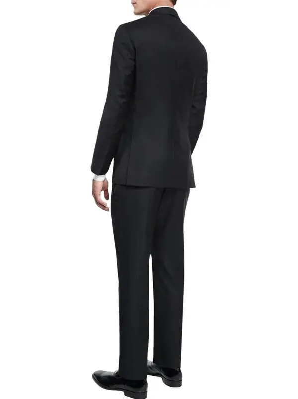 Isaia Satin Peak-lapel One-button Wool Tuxedo - Black