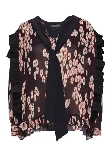 Isabel Marant Floral-print Crepe Top - Black