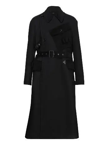 Dolce & Gabbana Coat In Virgin Wool, Cotton, And Lambskin - Black