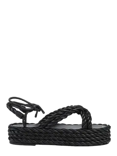 Valentino Garavani Leather Flatform Sandals - Black
