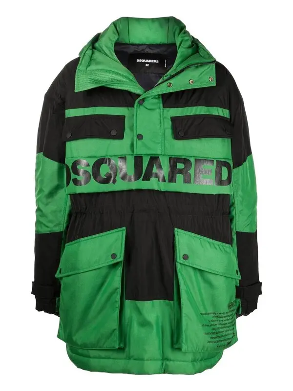 Dsquared2 Logo Print Padded Coat - Green