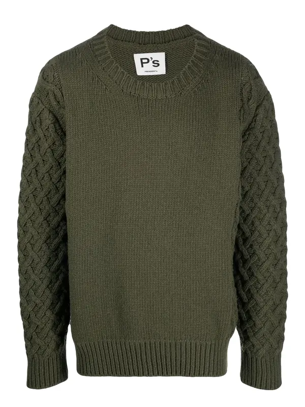 PRESIDENT’S President's Cable-knit Crew Neck Jumper - Green
