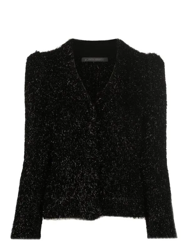 Alberta Ferretti V-neck Fluffy Jumper - Black