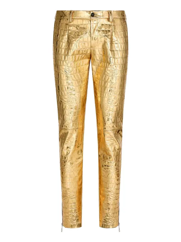 Dolce & Gabbana Metallic-finish Skinny Trousers - Yellow
