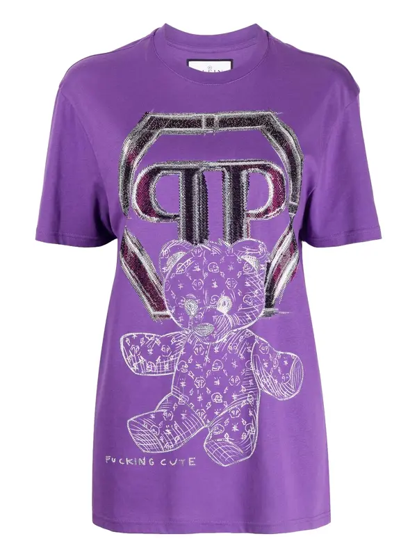 Philipp Plein Teddy Bear-print T-shirt - Purple