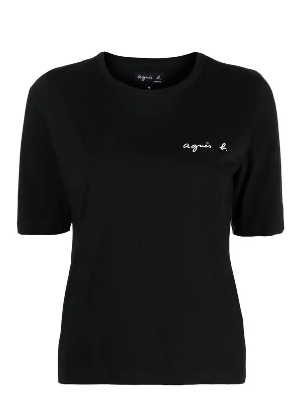 AGNES B. Logo-print Cotton T-shirt - Black