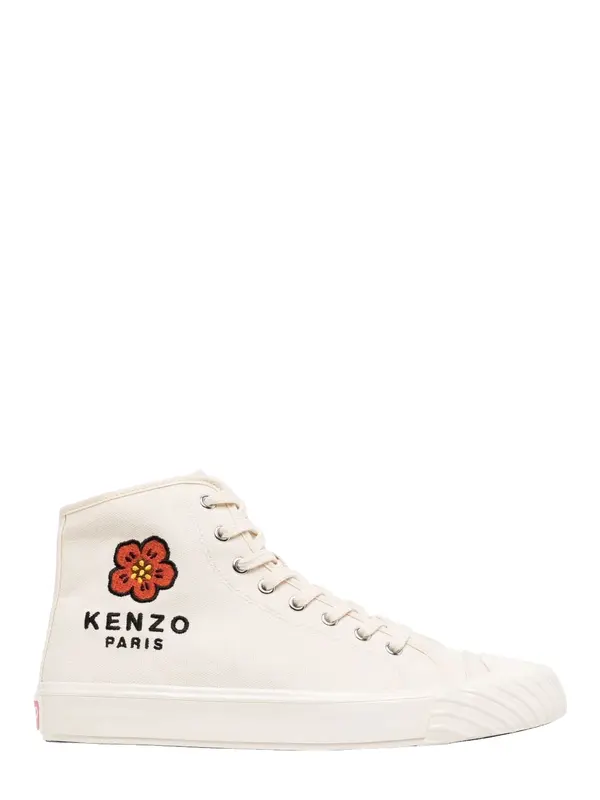 Kenzo Logo-embroidered High-top Sneakers - Neutrals