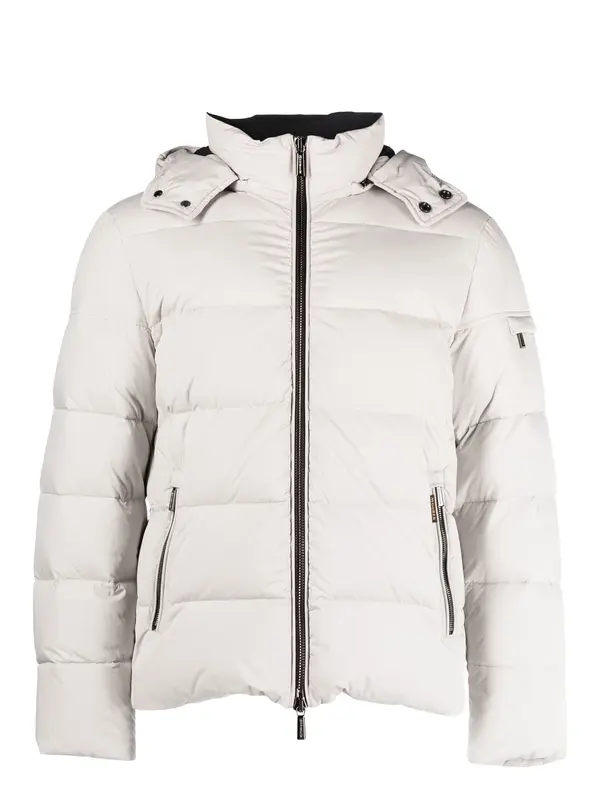 MOORER Padded Zip-up Hooded Down Jacket - Neutrals