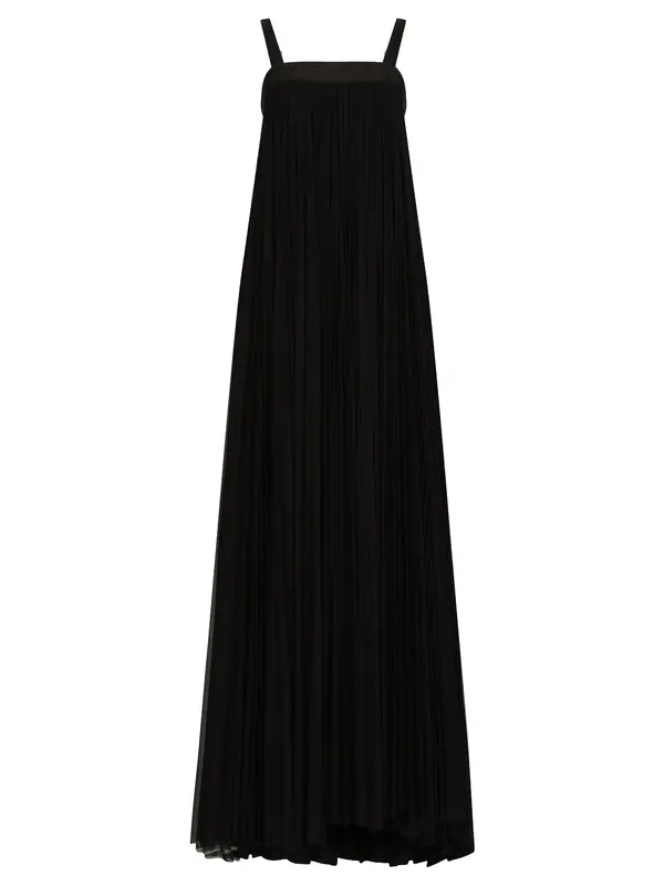 Dolce & Gabbana Pleated Tulle Maxi Dress - Black