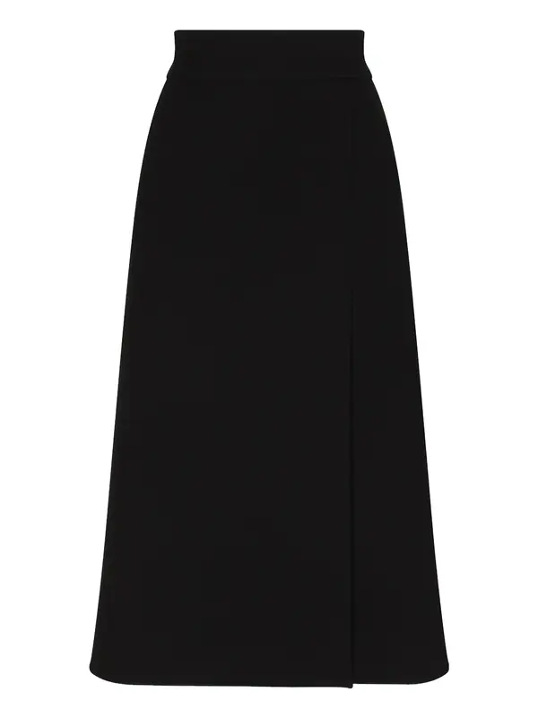 Dolce & Gabbana Slit-detail Crepe Midi Skirt - Black